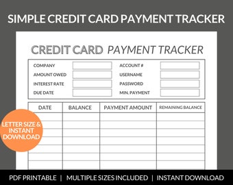 Credit Card Log - Etsy
