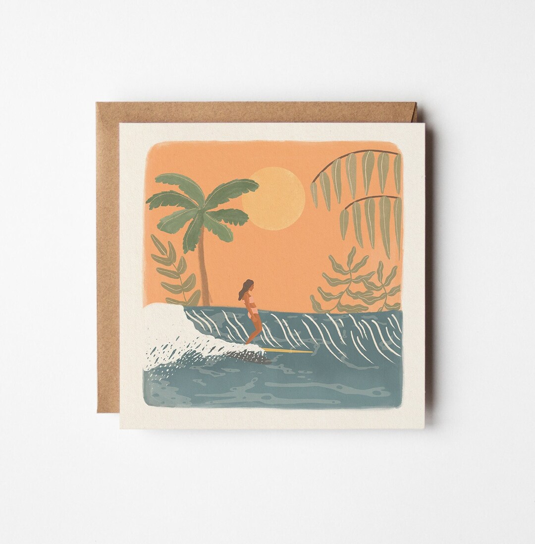 Surfer Girl Card Happy Birthday Greetings Card Surfing - Etsy Australia