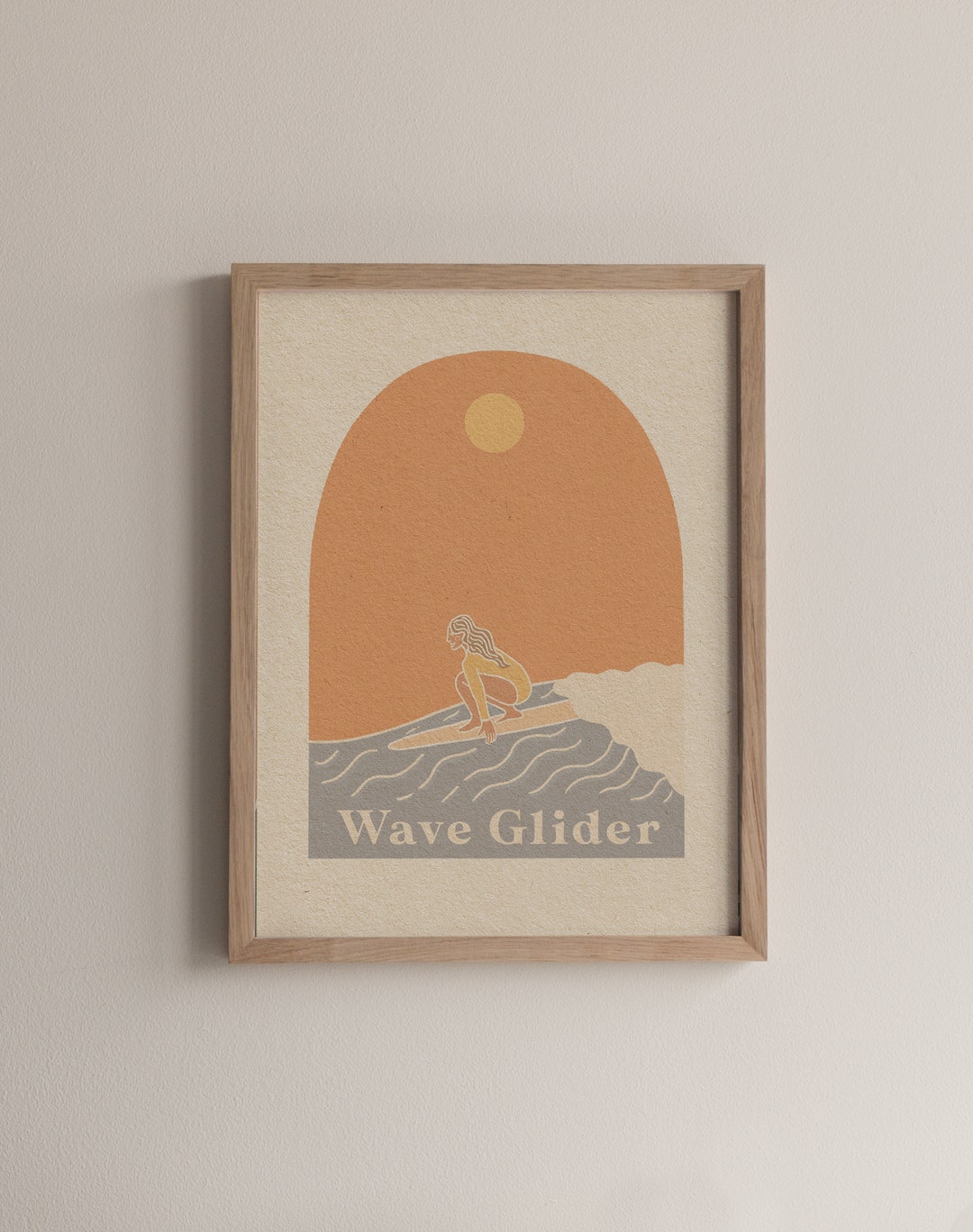 Wave Glider Surf Girl Art Print, Retro Surf Art, Surf Design, Surfer ...