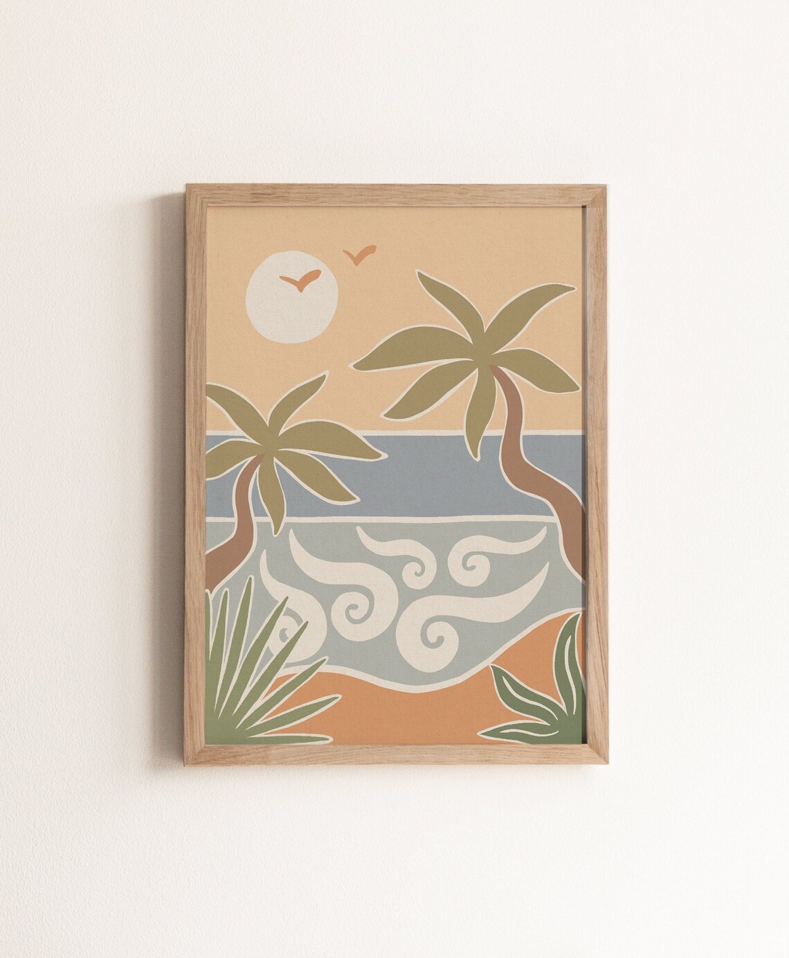 Waves Art Print, Surf Themed Gift, Retro Surf Art, Sunset, Surf ...