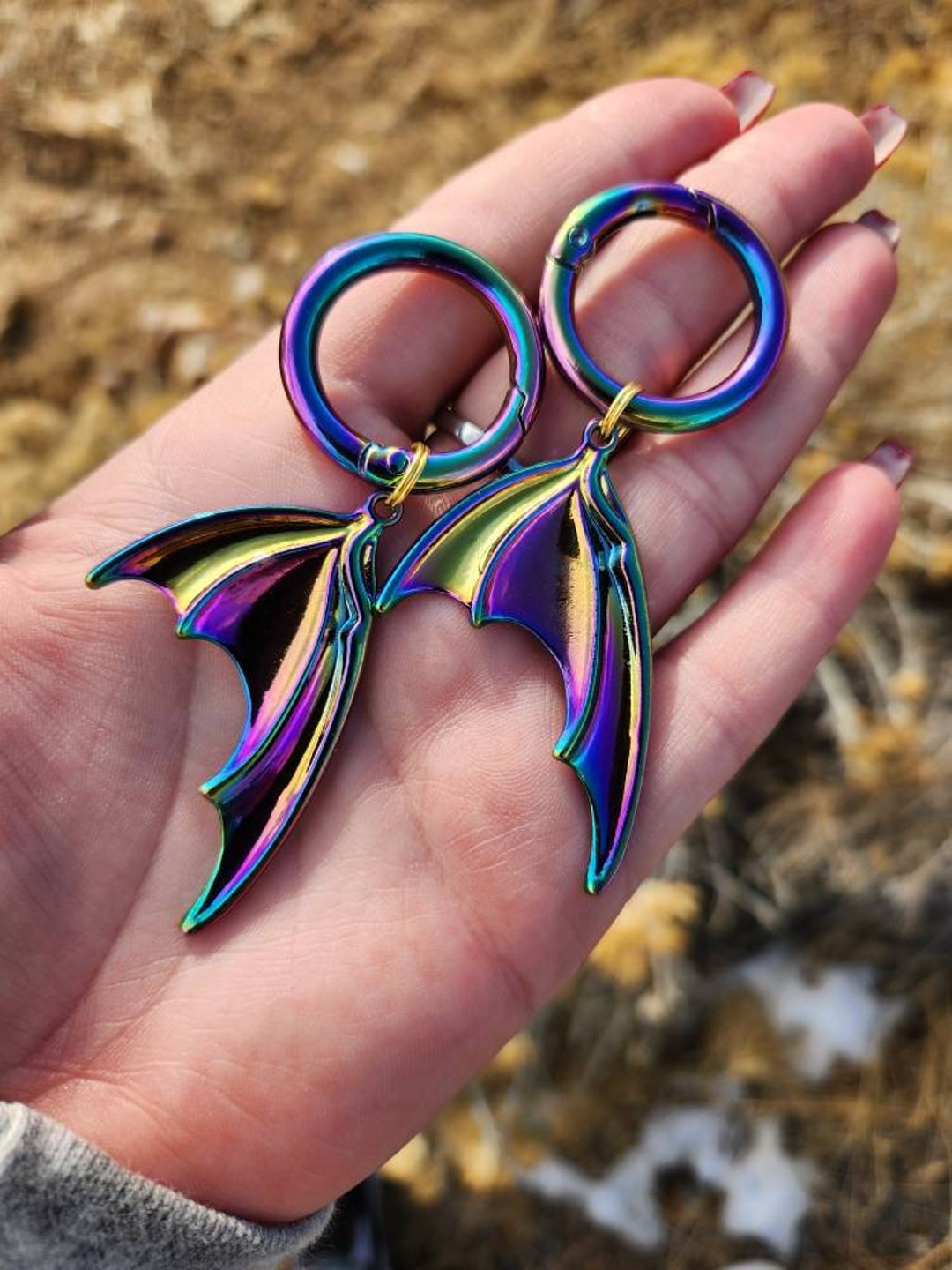 Rainbow Spooky Bat Fairy Wing Metal Grunge Boot Charm - Etsy