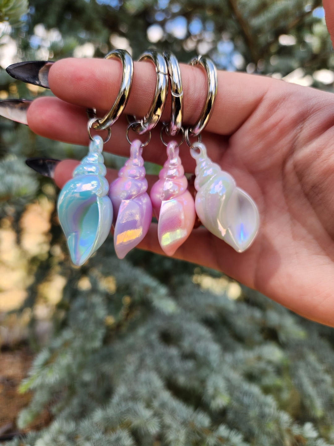 Acrylic Holographic Conch Shell Seashell Metal Grunge Boot Charm With ...