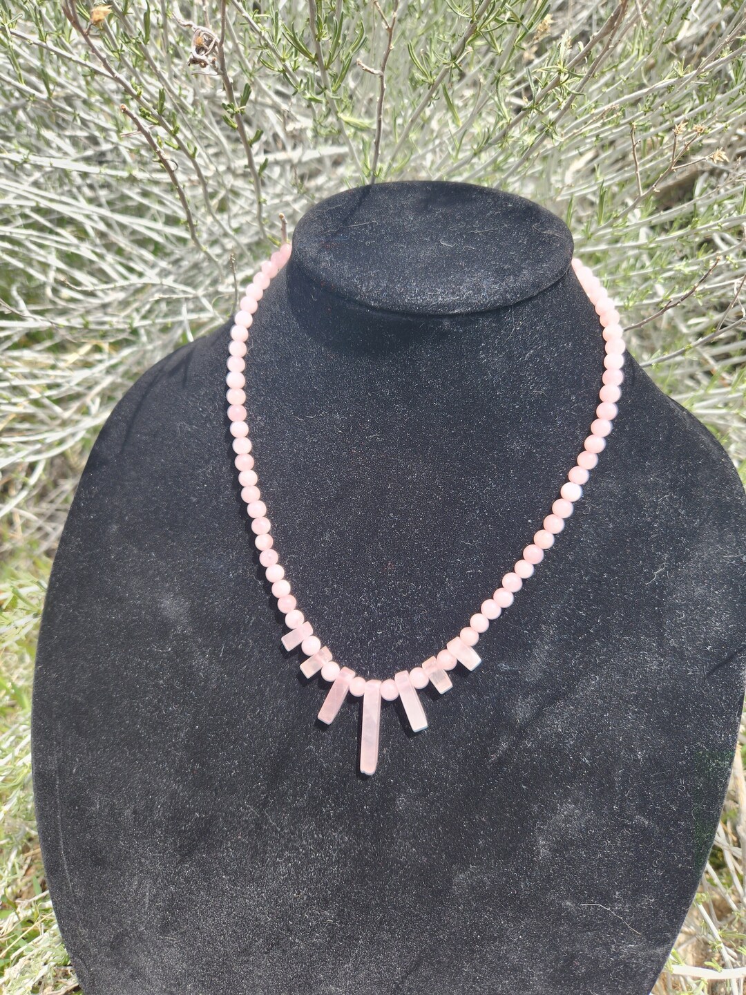Rose Quartz Beaded Statement Necklace - Etsy
