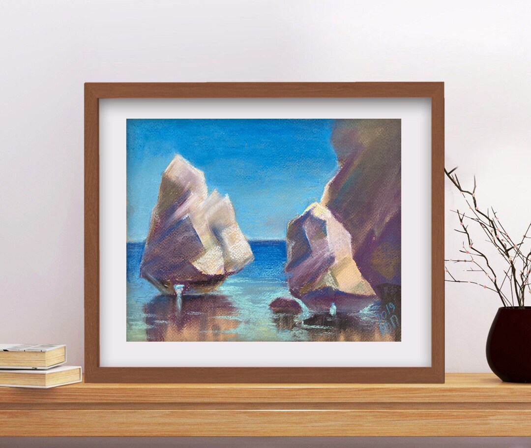 Original Pastel Painting. Rocks in Cyprus. Petra Tou Romiou. - Etsy
