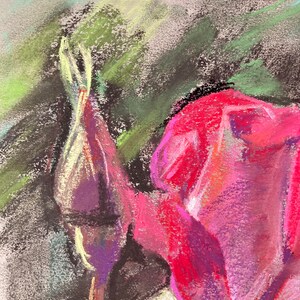 Original Painting in Soft Pastel. Wall Art: Flowering Rose in the ...