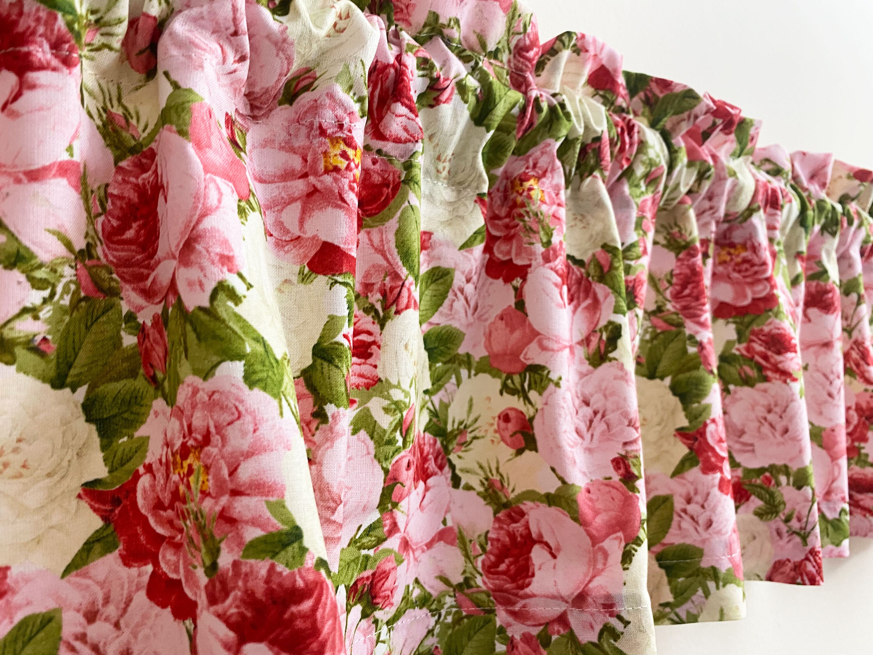 Pink Roses Kitchen Valance - Etsy