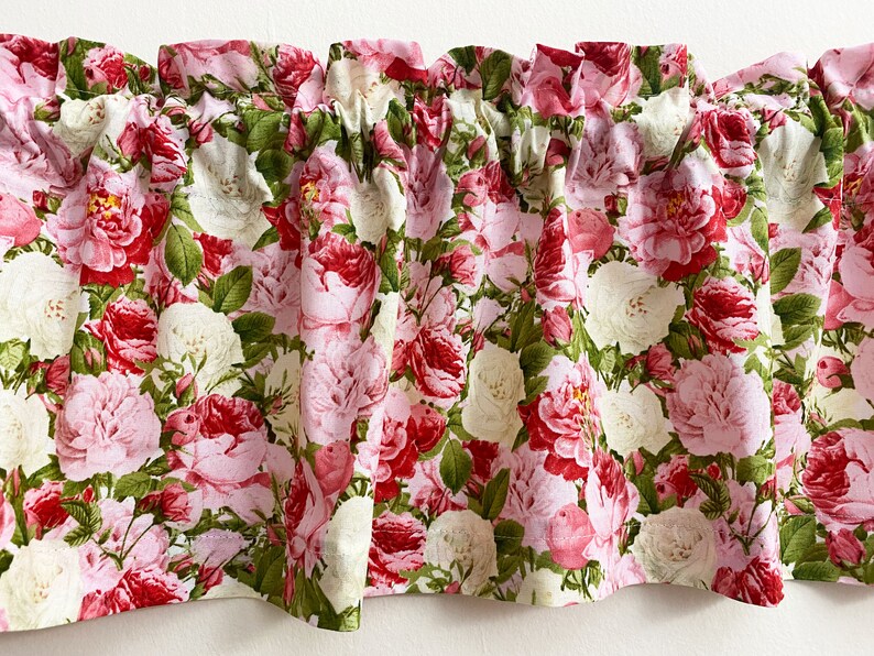 Pink Roses Kitchen Valance - Etsy