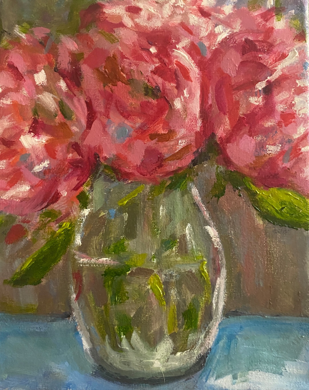 Original Floral Oil Painting on Canvas: Impressionist Peonies, Signed ...