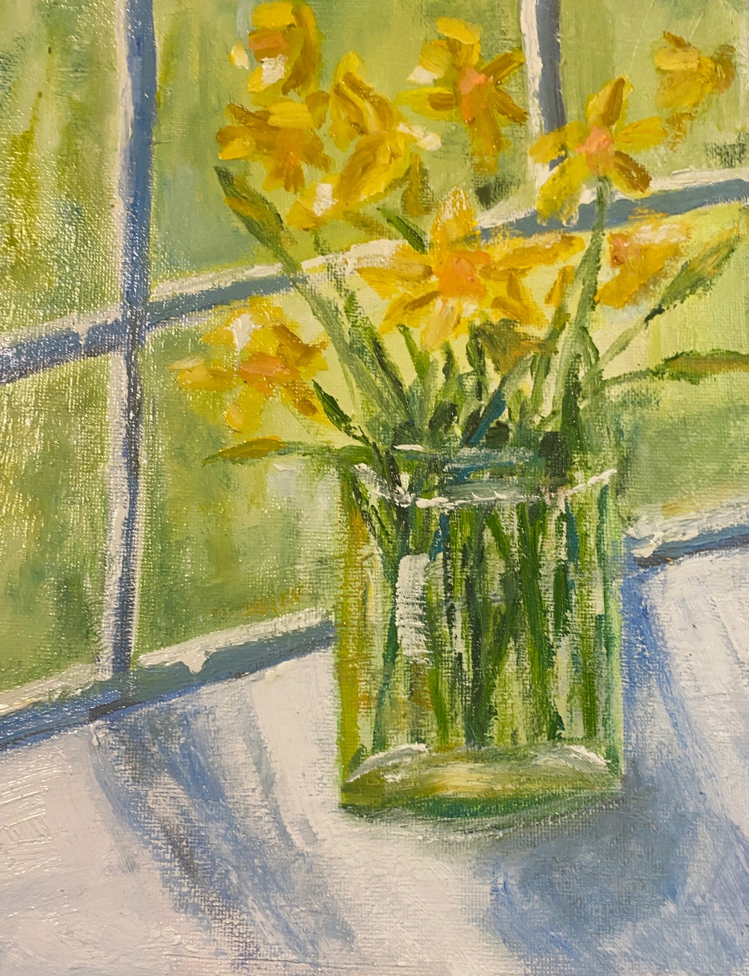 Original Daffodil Oil Painting on Canvas - Signed Floral Art (8x10) - Etsy