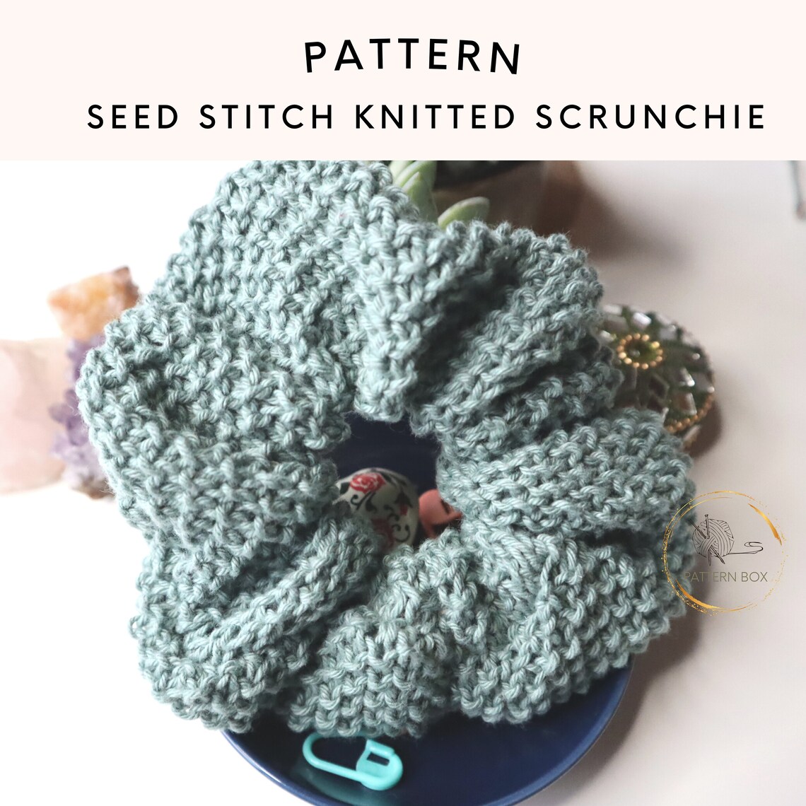 Seed Stitch Scrunchie Knitting Pattern – Easy & Cozy DIY Hair Accessory ...