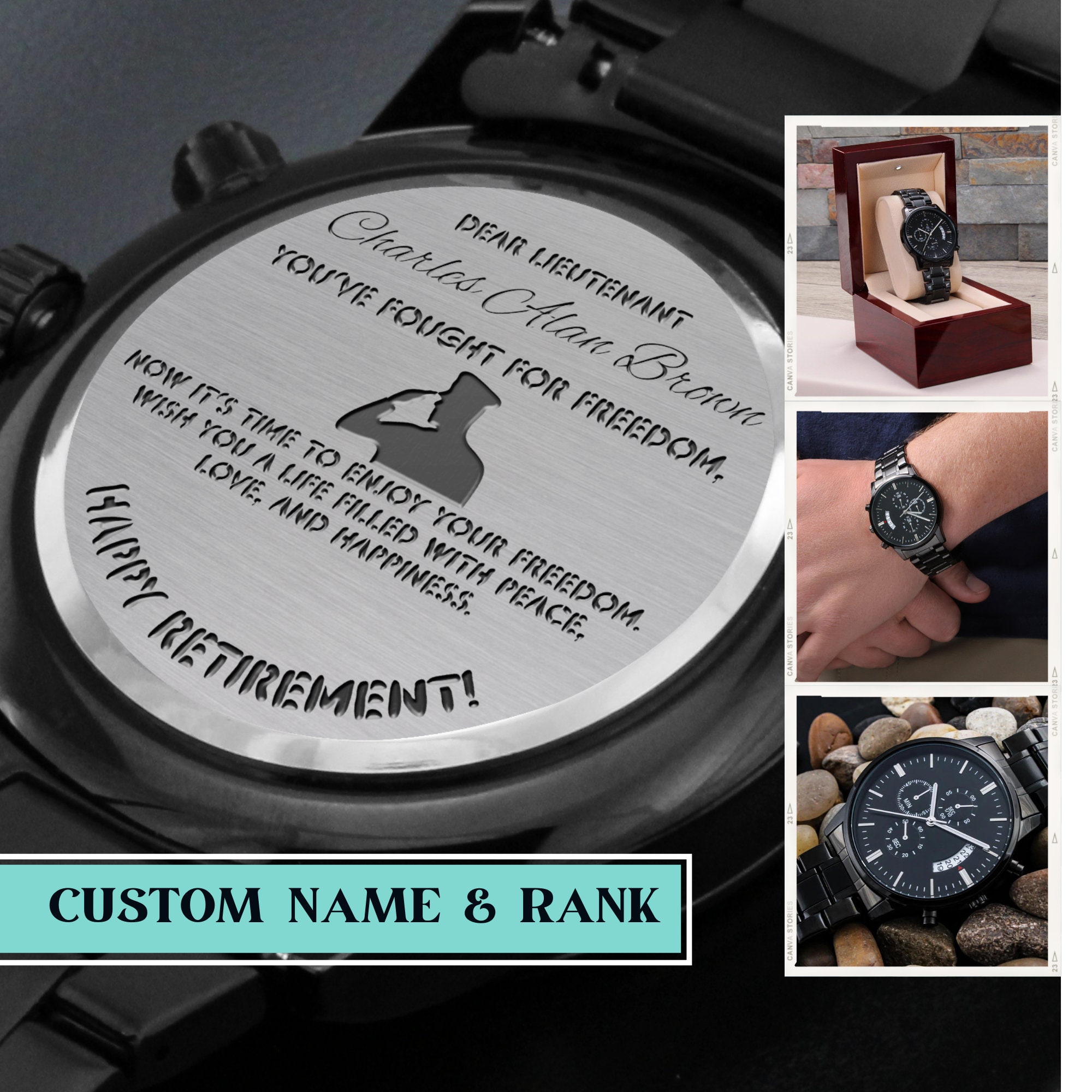 Retirement Gift for Men Military Watch With Personalized - Etsy