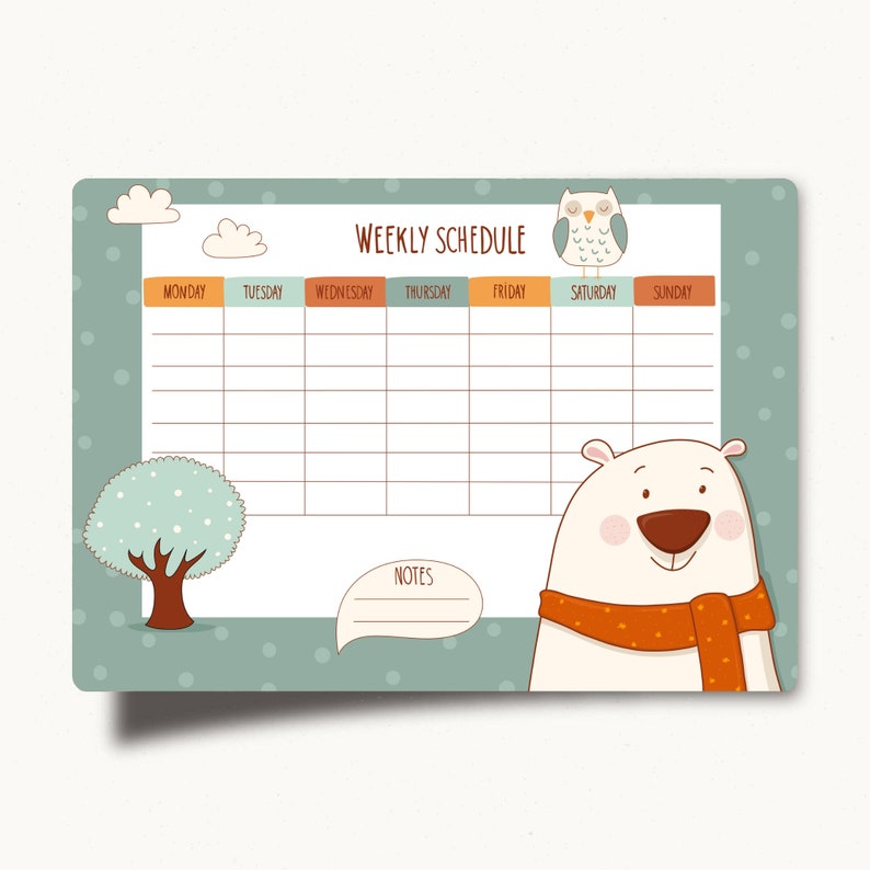 Printable Weekly Schedules Templates. School Daily Digital Planner for ...
