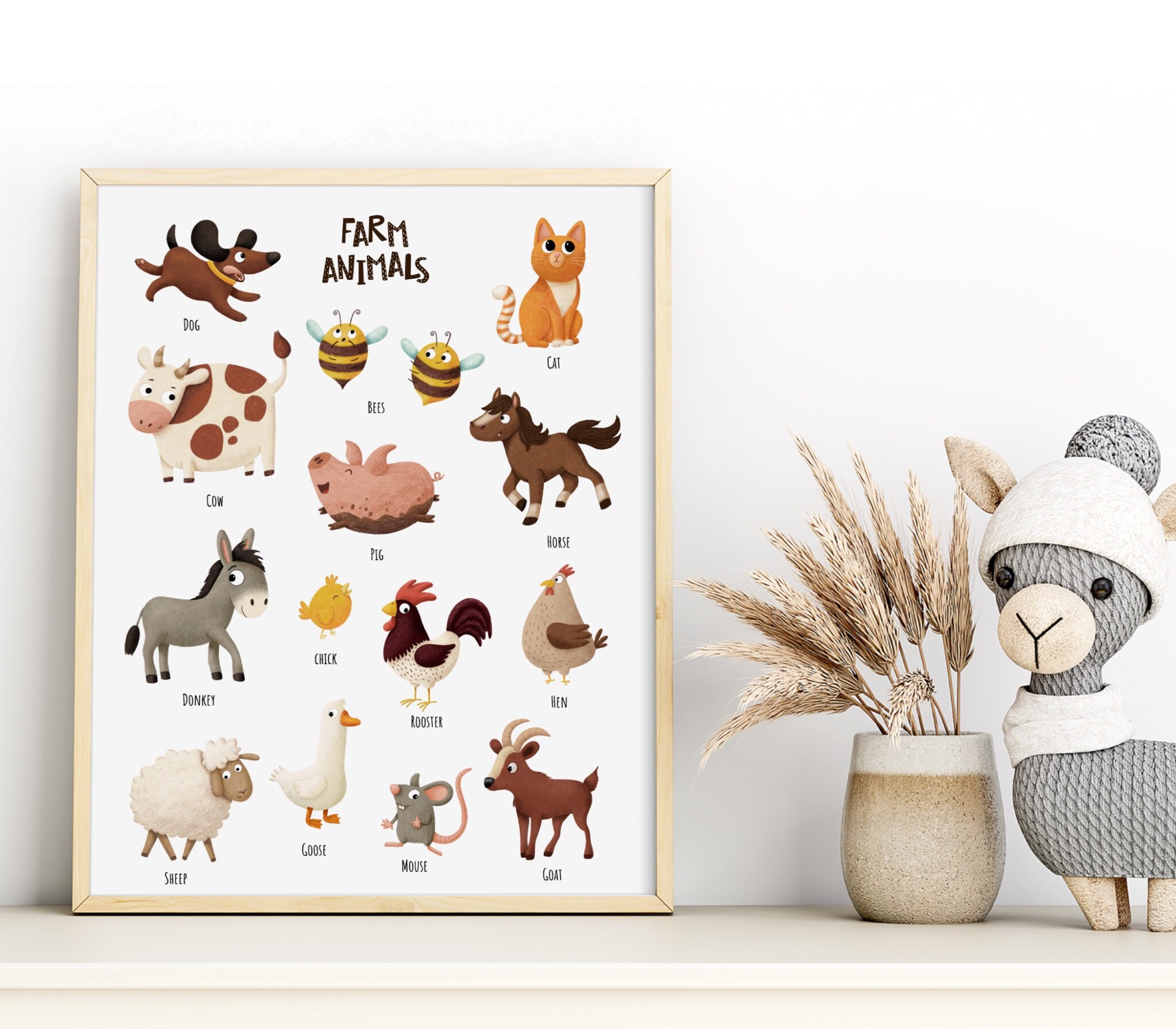Farm Animals. Printable Poster With Super Cute Animals for Kids - Etsy