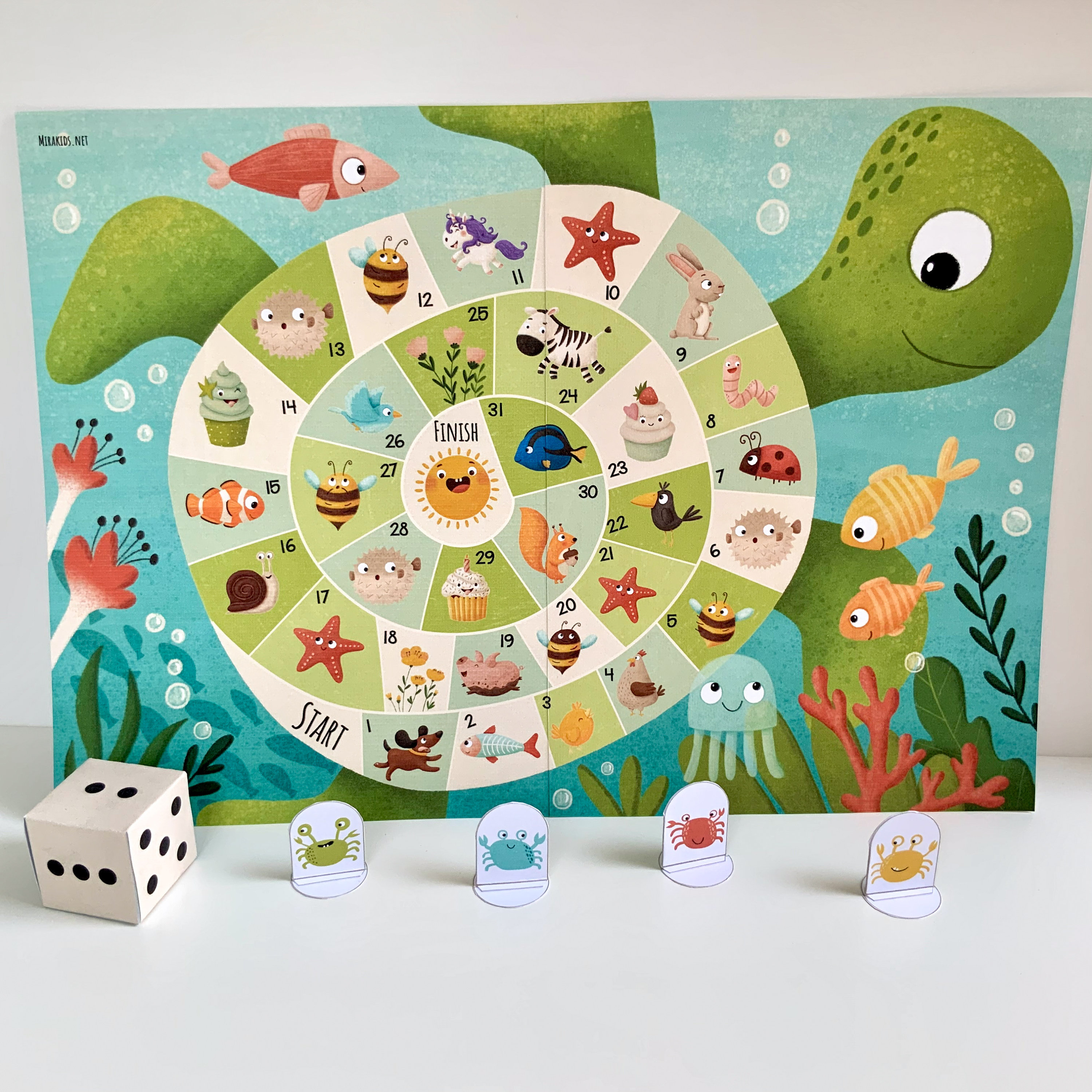 Board Game for Kids. Sea Turtle Race. Who is Faster First Board Game ...