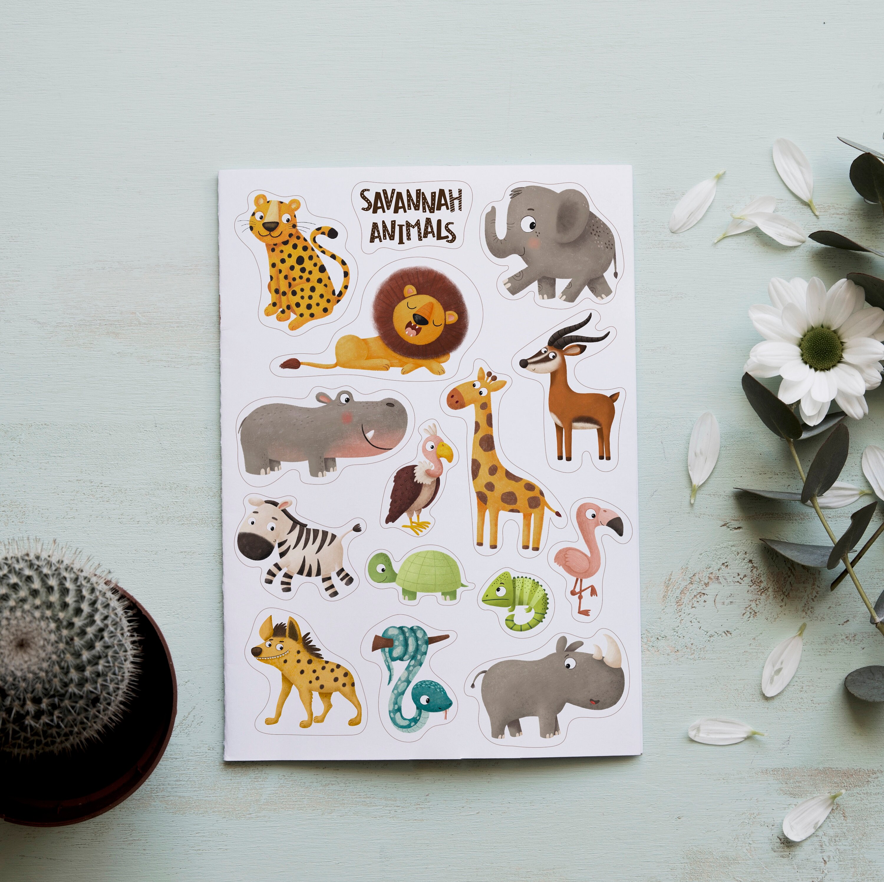 Printable Safari Animals Stickers Set. Doodle Cute - Etsy