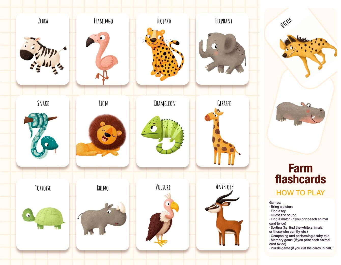 Flashcards for Kids. My First Words. Safari Animals. Activities for ...