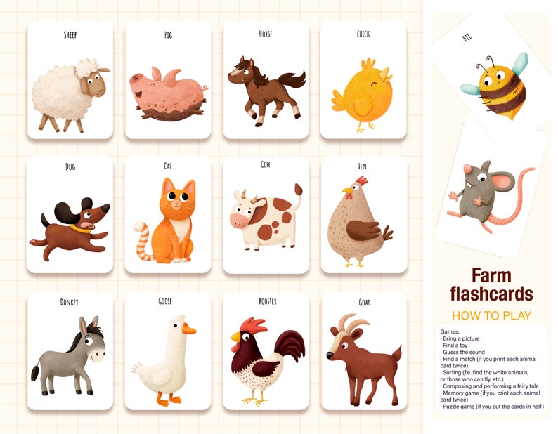 Flashcards for Kids. My First Words. Farm Animals. Activities for Kids ...