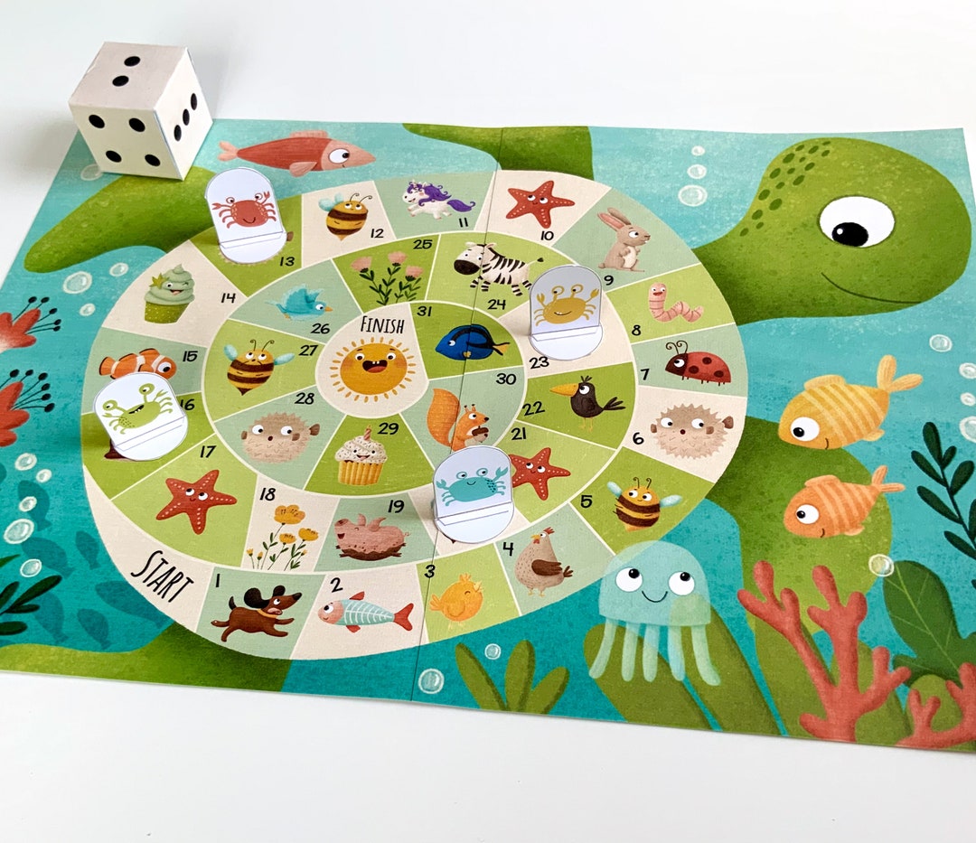 Board Game for Kids. Sea Turtle Race. Who is Faster? First Board Game ...