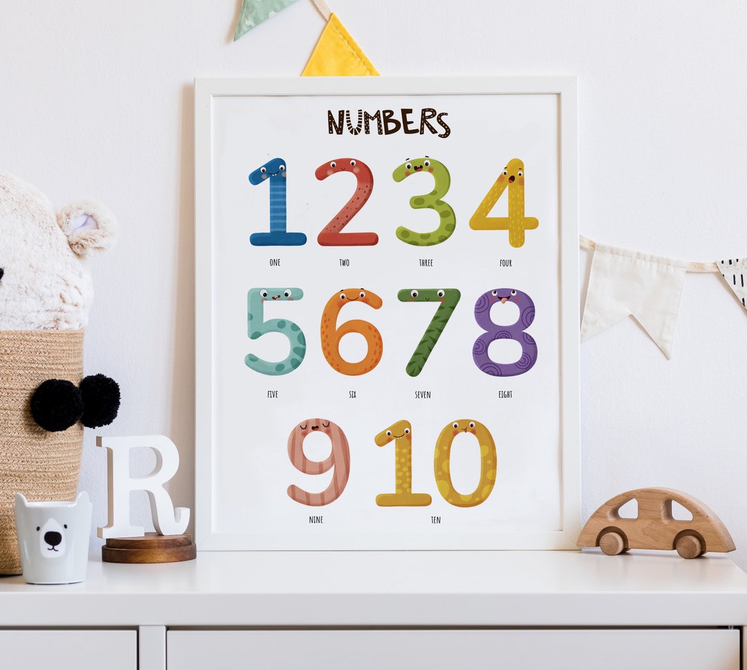 Printable Poster With Super Cute Numbers for Kids. JPEG File - Etsy