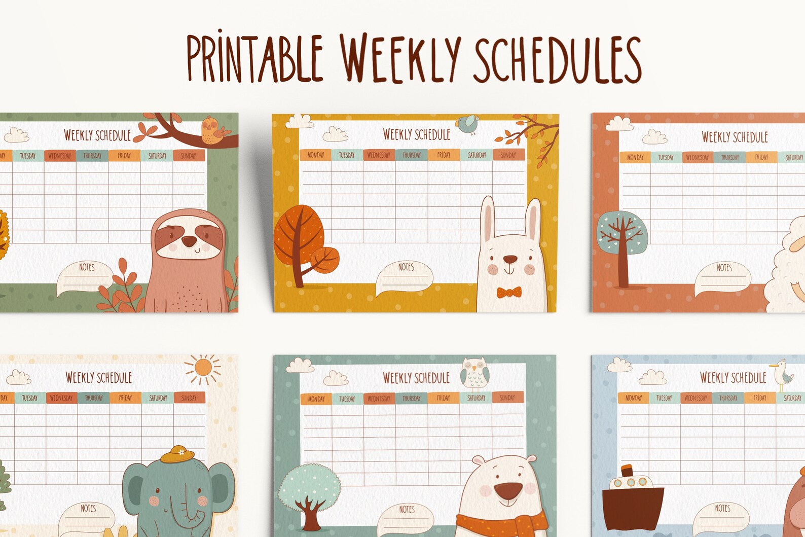Printable Weekly Schedules Templates. School Daily Digital Planner for ...