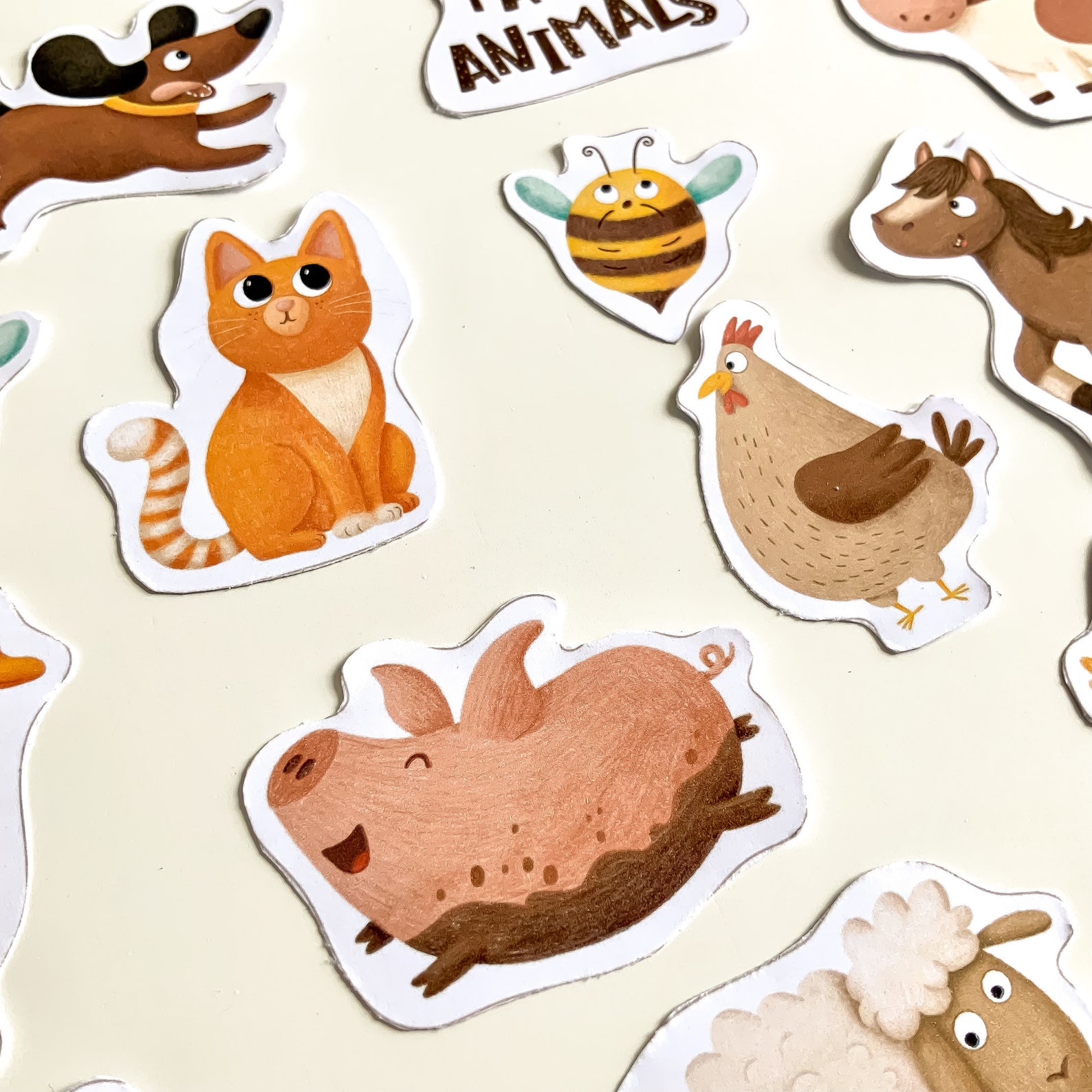 Printable Farm Animals Stickers Set. Doodle Cute Illustrations. Jpeg ...