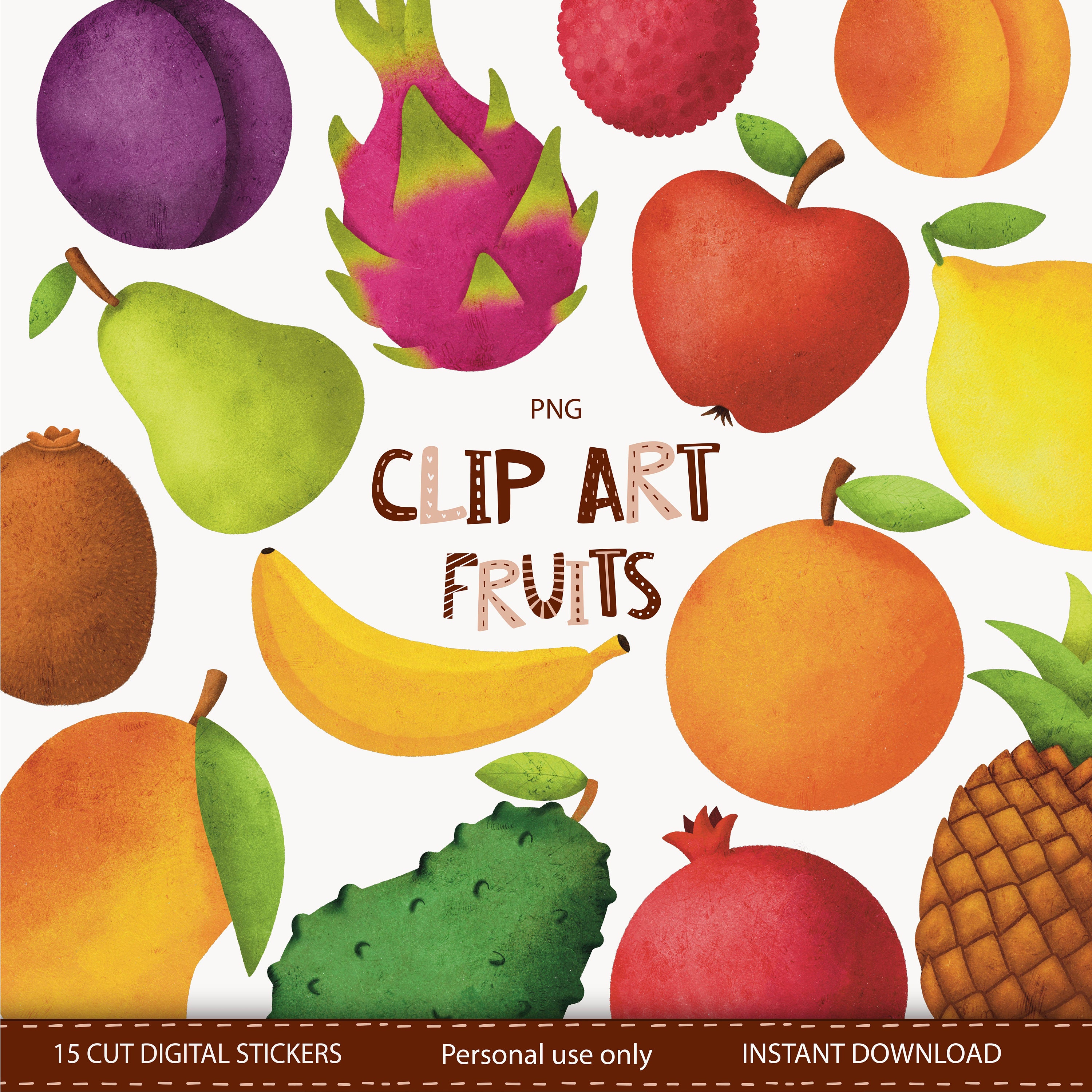 Clip Art Fruits Pack for Digital Planner. Printable Stickers Set ...