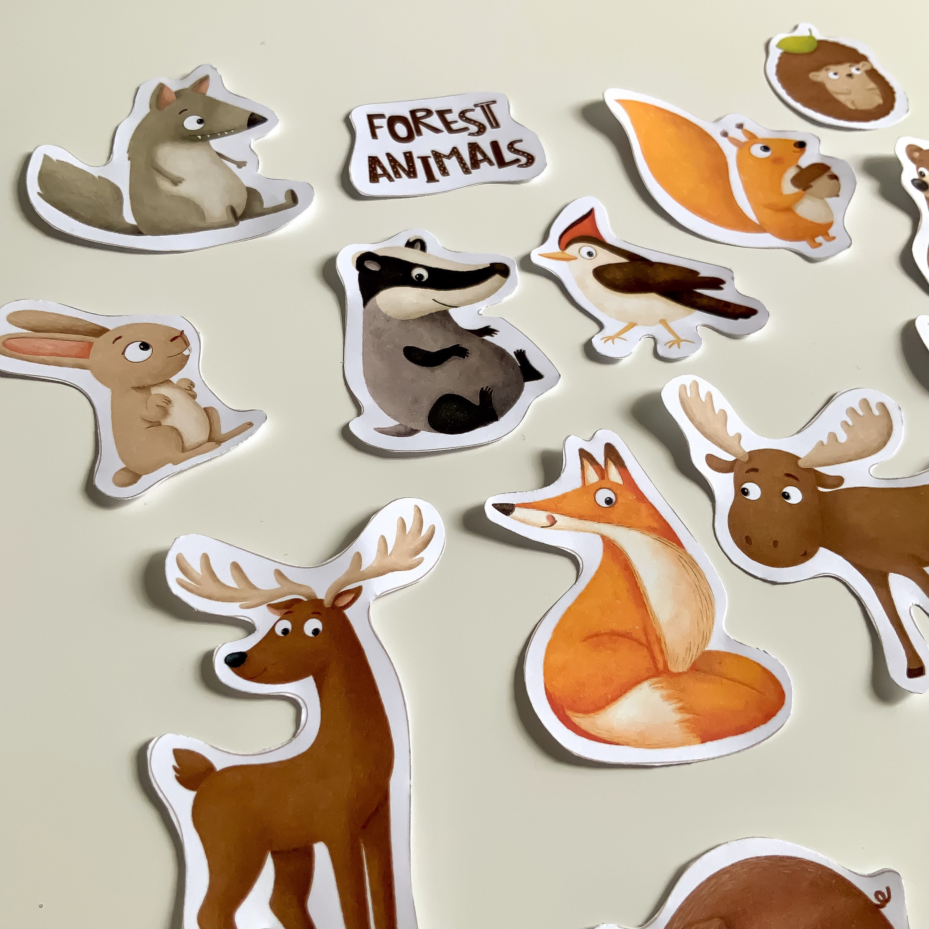 Printable Woodland Animals Stickers Set. Doodle Cute Illustrations ...