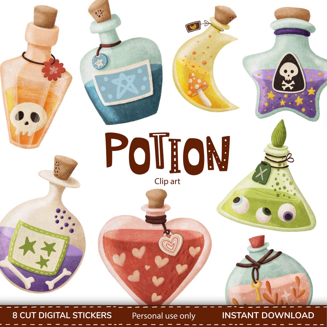 Clip Art Halloween Pack. Witch’s Potion. Doodle Cute Illustrations. Pre ...