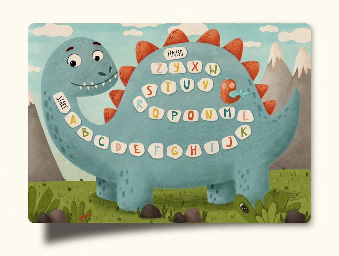 Board Game for Kids. Little Dino and Alphabet. Who is Faster? First ...