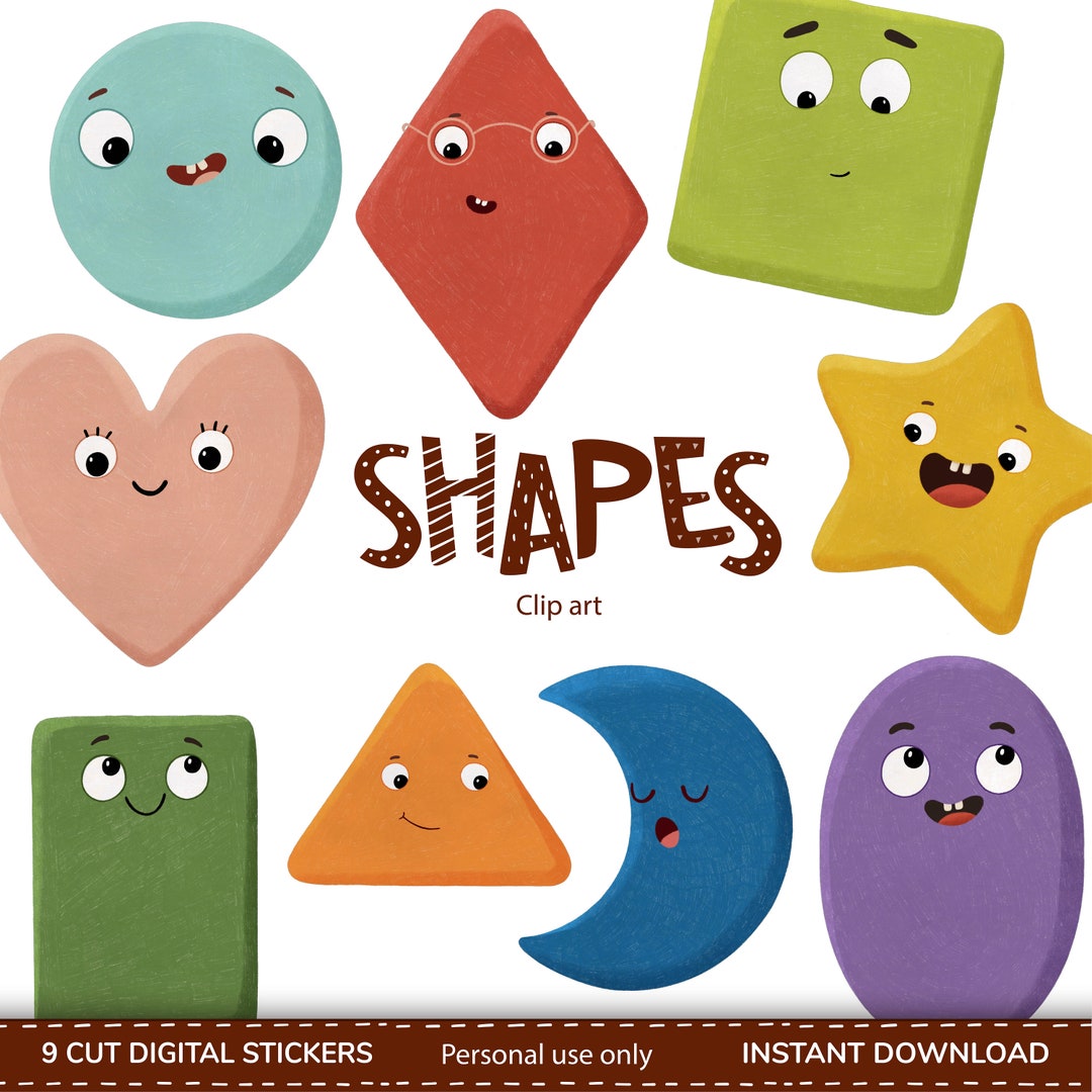 Clip Art Shapes Pack. Funny Characters. Doodle Cute Illustrations. Pre ...