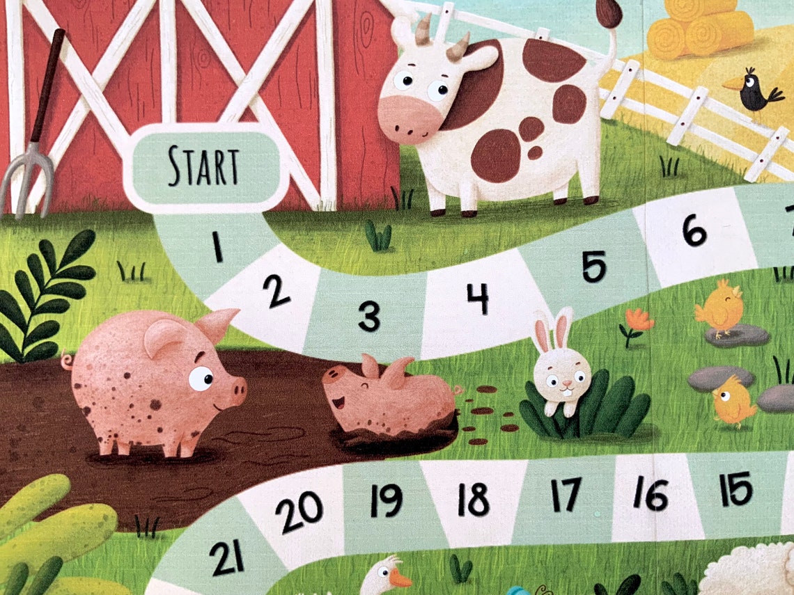 Board Game for Kids. Farm Animals. Who is Faster? First Board Game for ...
