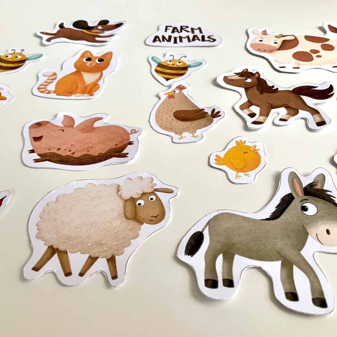 Printable Farm Animals Stickers Set. Doodle Cute Illustrations. Jpeg ...