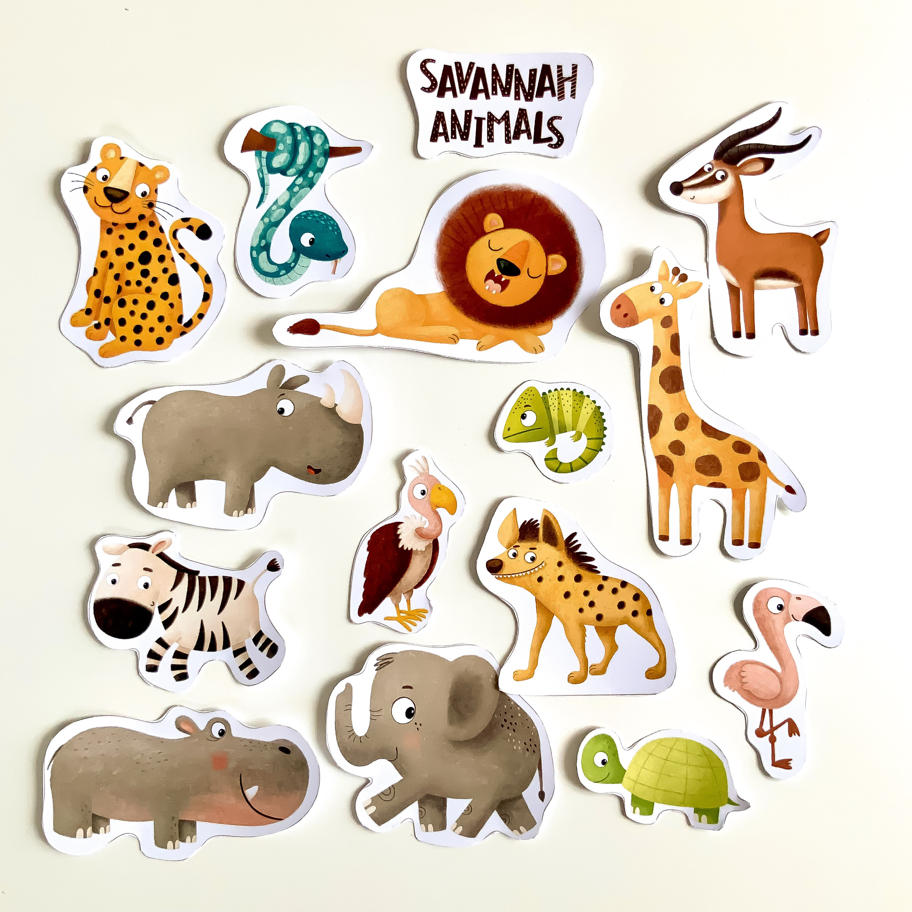Printable Safari Animals Stickers Set. Doodle Cute - Etsy
