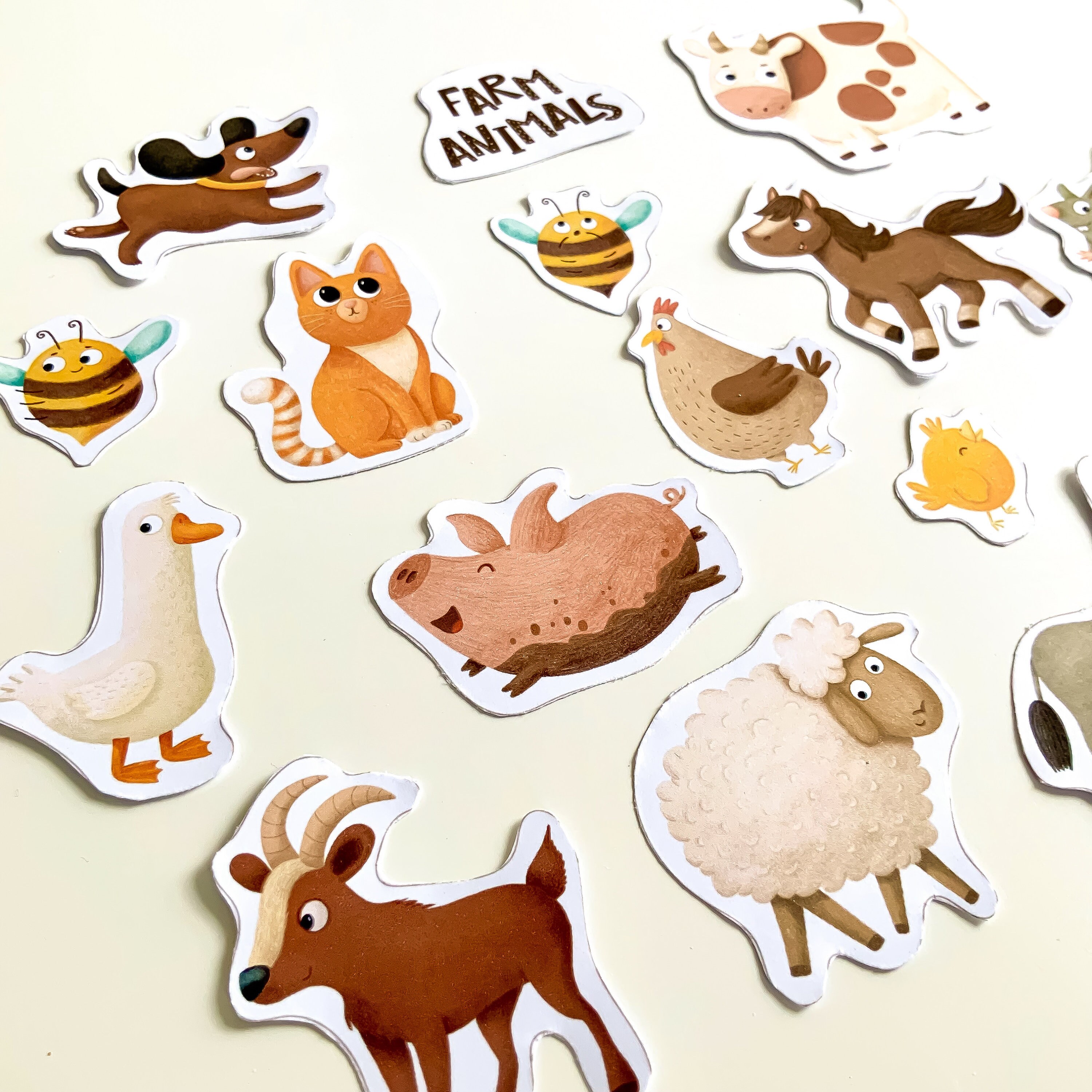 Printable Farm Animals Stickers Set. Doodle Cute Illustrations. Jpeg ...