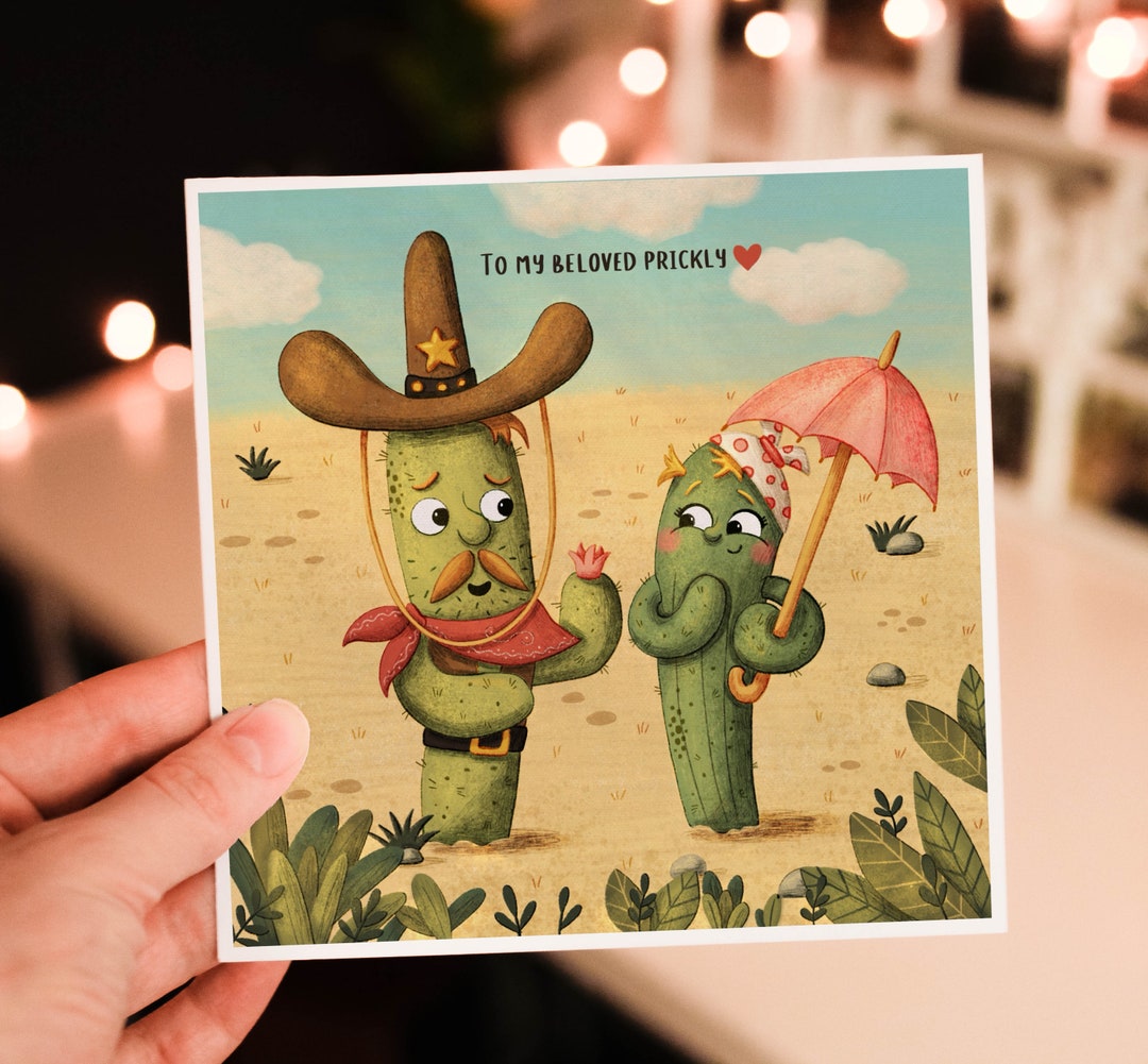 Printable Cactus Greeting Card - "to My Beloved Prickly" DIY Digital ...