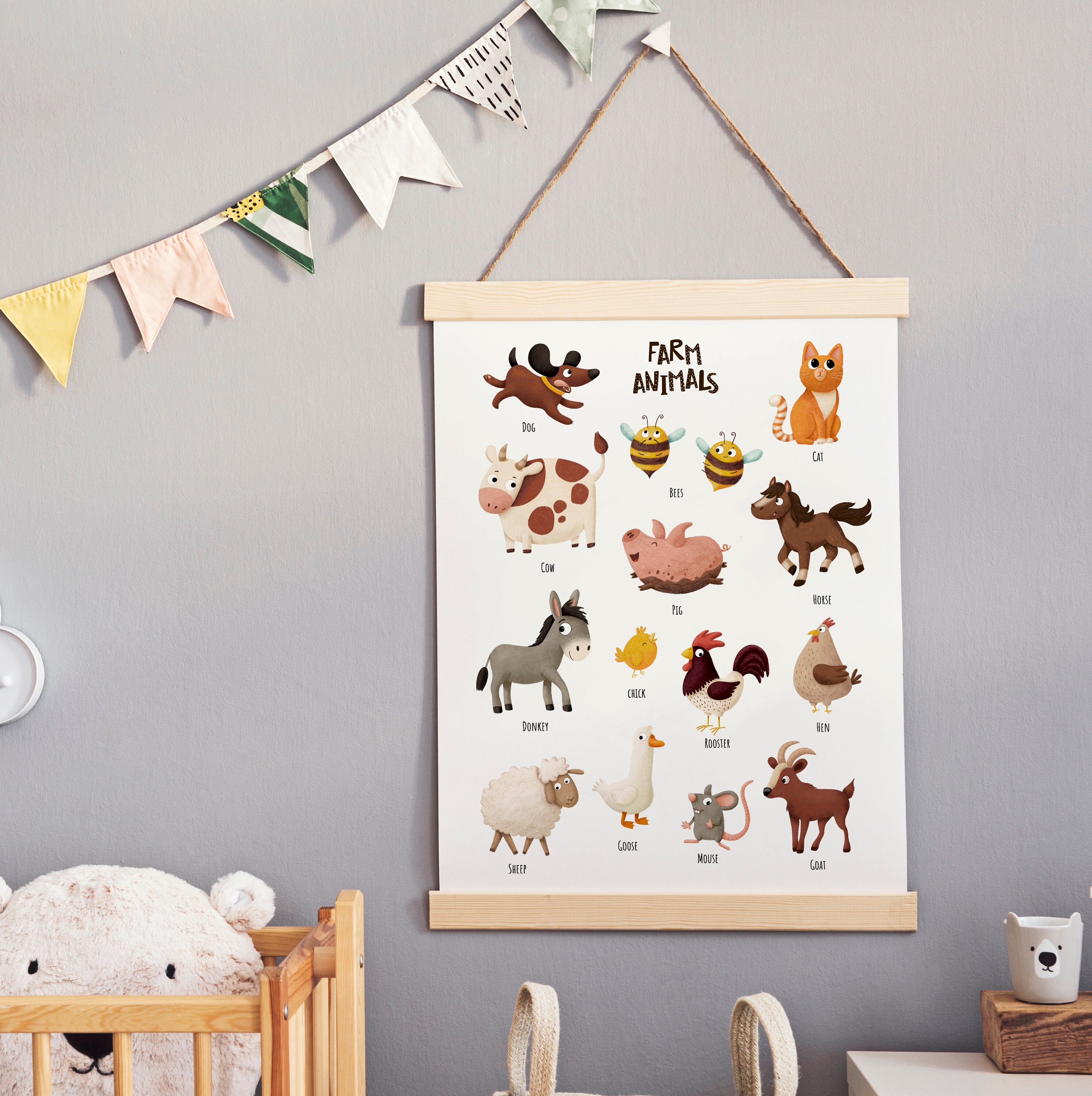 Farm Animals. Printable Poster With Super Cute Animals for Kids - Etsy