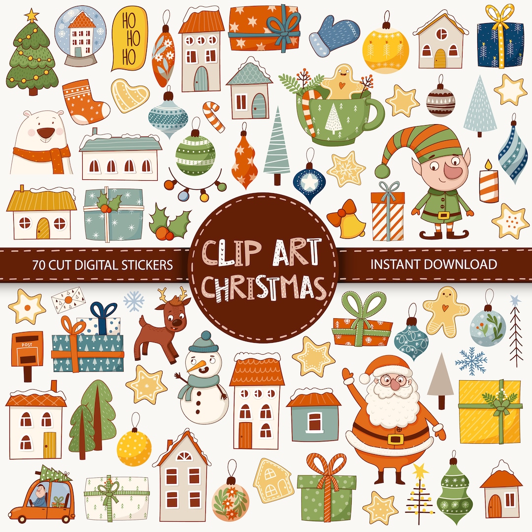 Clip Art Christmas Pack for Digital Planner. Printable Stickers Set ...