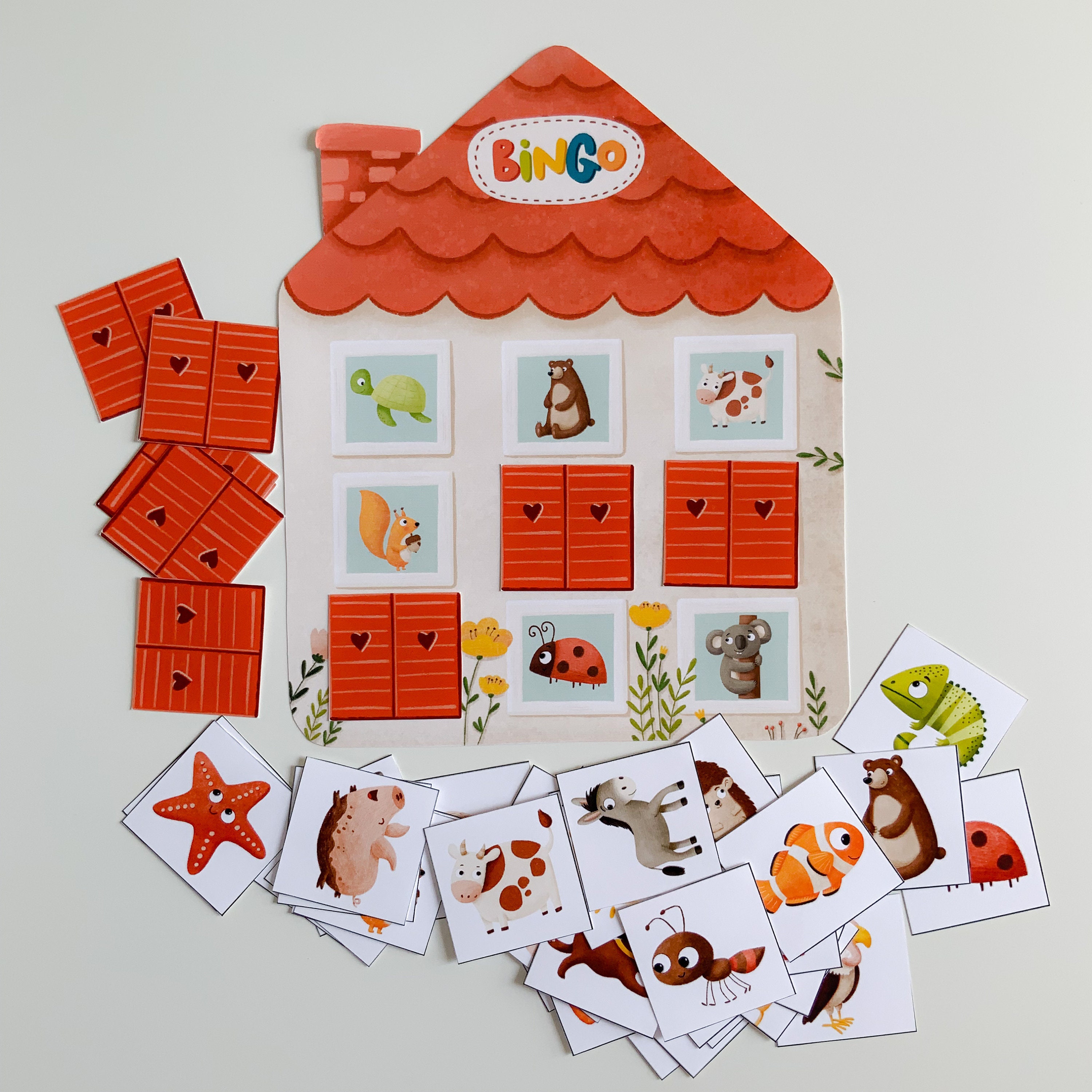 Printable Animals Bingo for Kids. Super Cute Houses for - Etsy