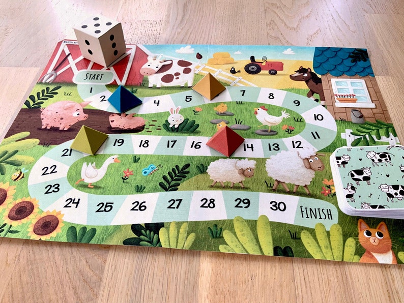 Board Game for Kids. Farm Animals. Who is Faster? First Board Game for ...