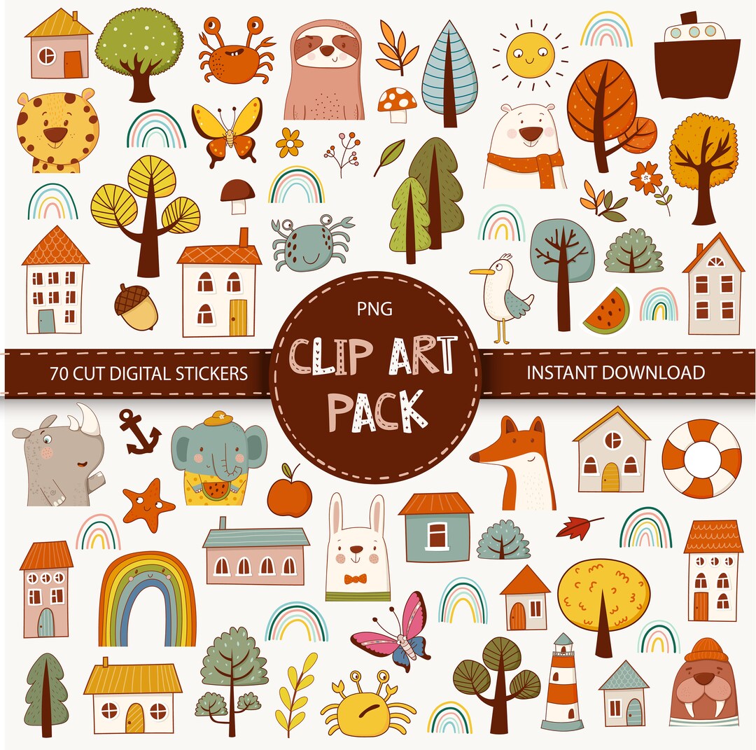 Clip Art Pack for Digital Planner. Printable Stickers Set. Doodle Cute ...