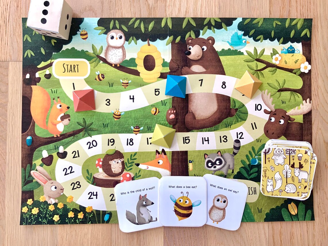Forest Animals Board Game for Kids: Who is Faster? (PDF File) - Etsy