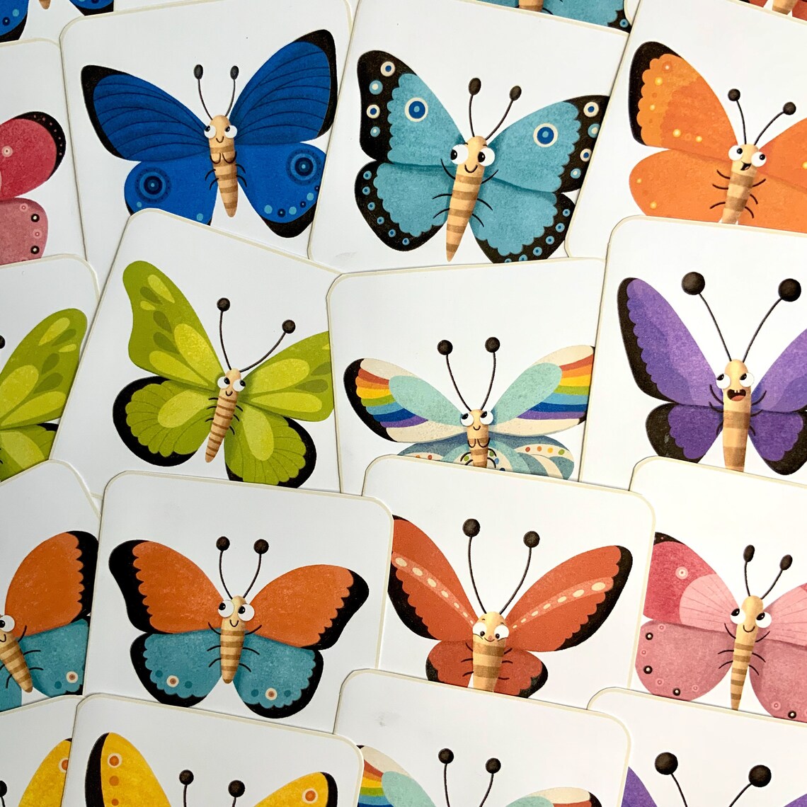 Butterfly Memory Cards for Kids. Montessori Educational Game for ...