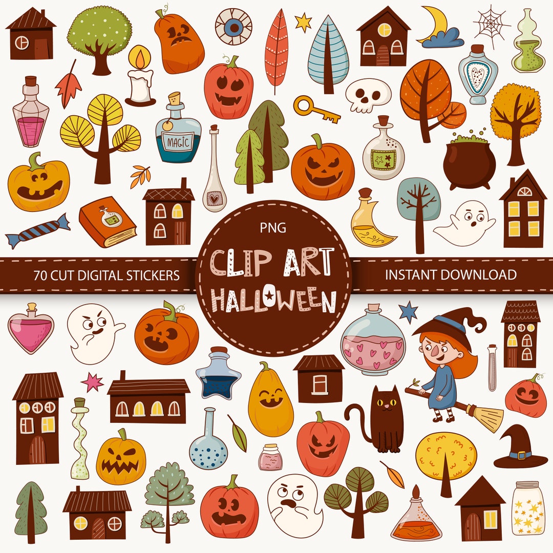 Clip Art Halloween Pack for Digital Planner. Printable Stickers Set ...