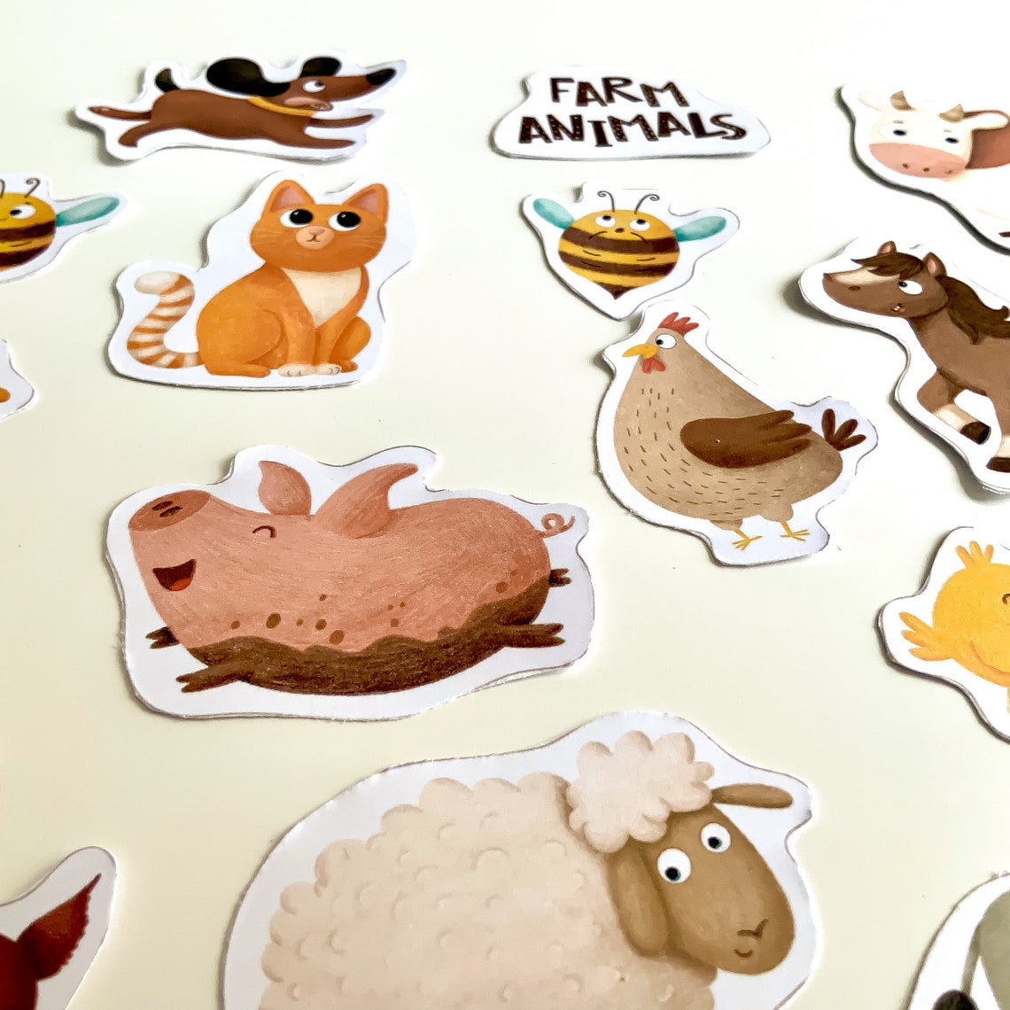Printable Farm Animals Stickers Set. Doodle Cute Illustrations. Jpeg ...