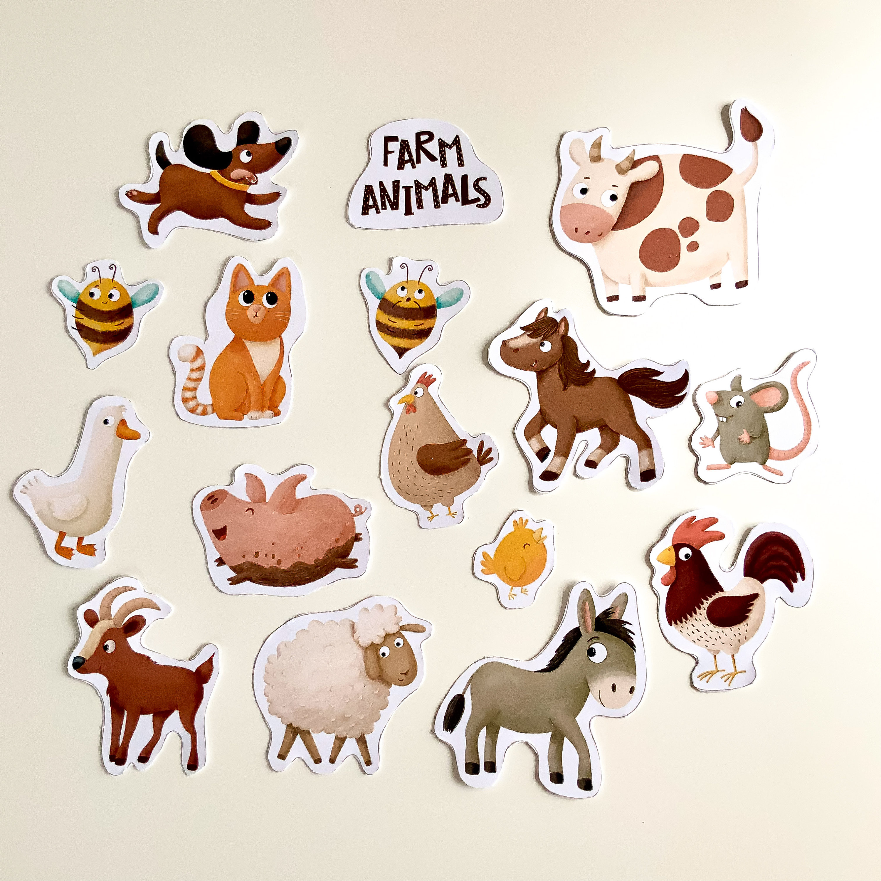 Printable Farm Animals Stickers Set. Doodle Cute Illustrations. Jpeg ...