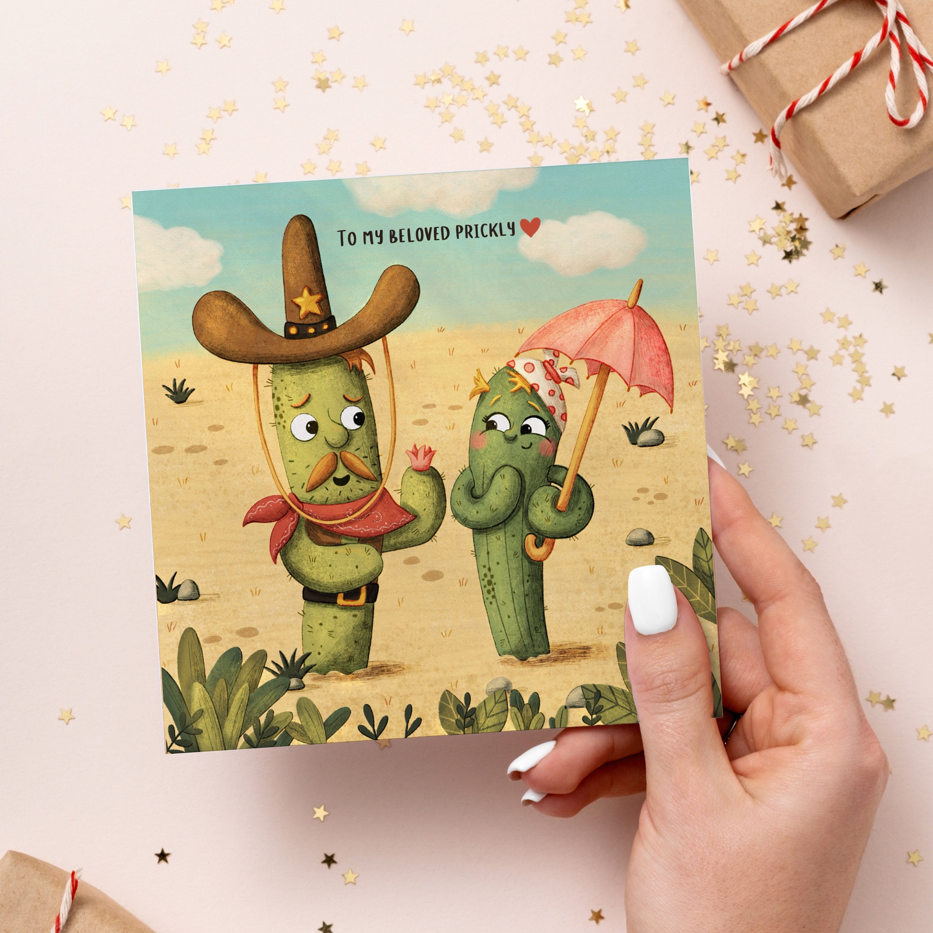 Printable Cactus Greeting Card - "to My Beloved Prickly" DIY Digital ...