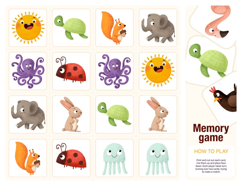 Animal Memory Game for Toddlers: Montessori Learning Cards (PDF File ...
