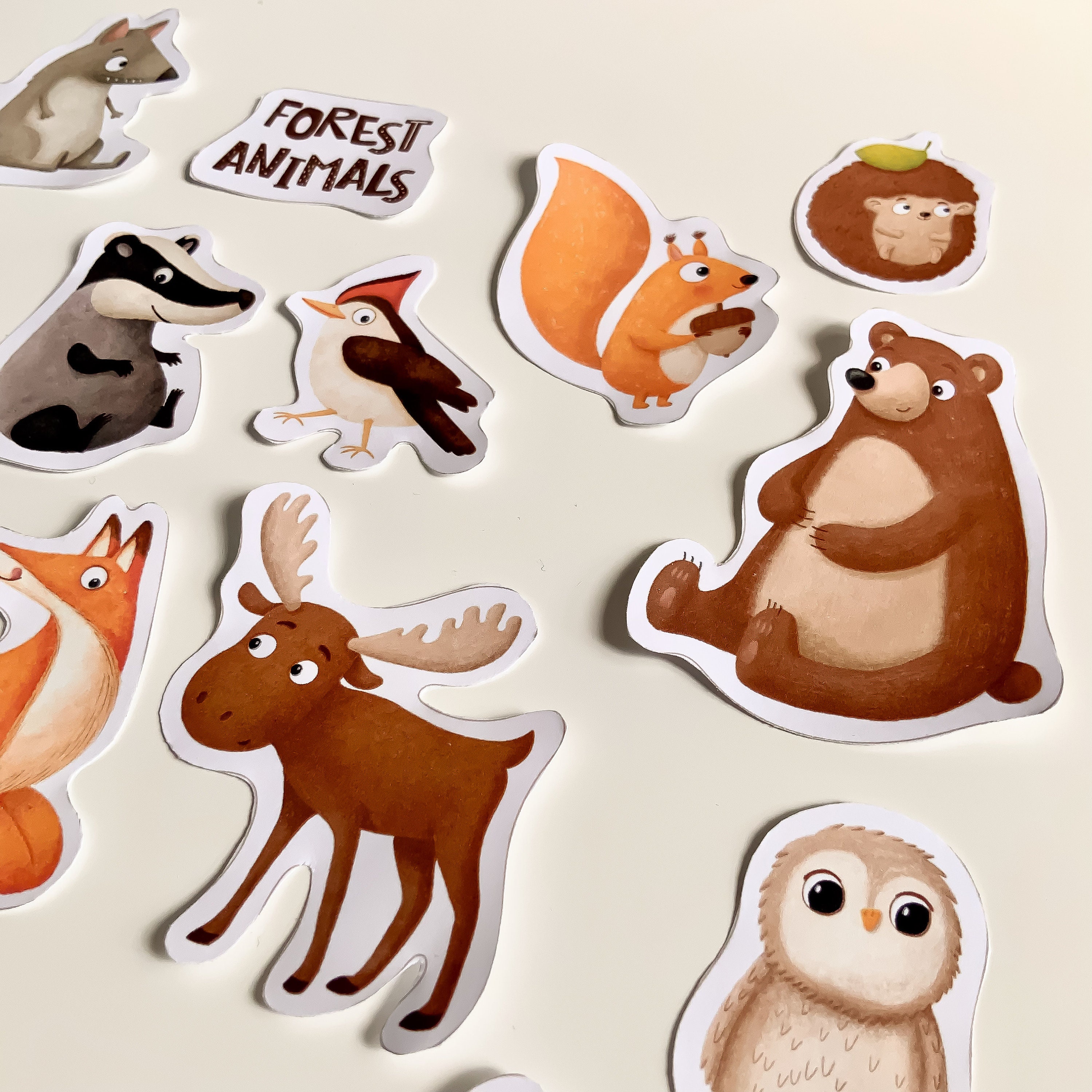 Printable Woodland Animals Stickers Set. Doodle Cute Illustrations ...