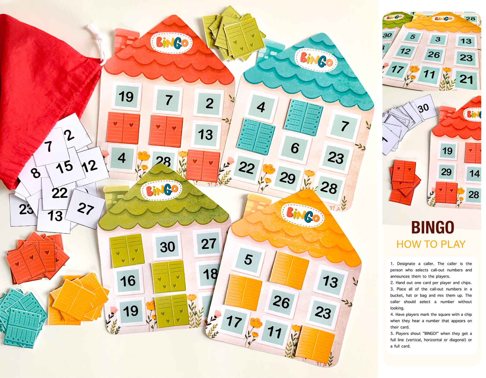 Printable Bingo for Kids. Super Cute Houses for Toddlers. - Etsy