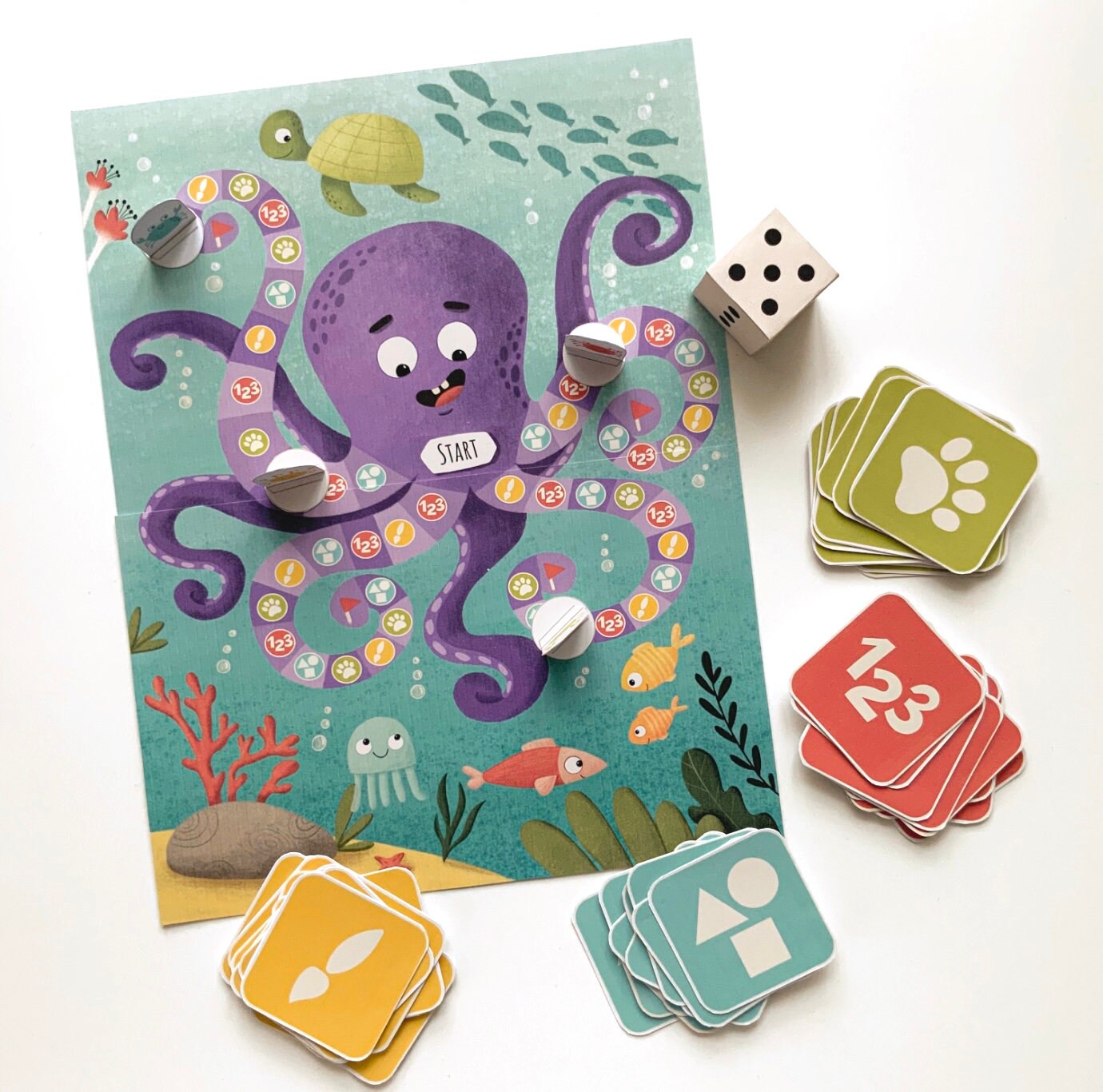 Board Game for Kids. Smart Octopus. Numbers, Shapes, Colors, Animals ...
